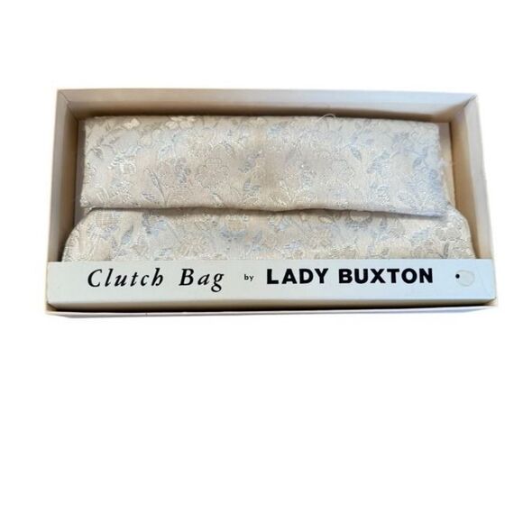 Buxton | Bags | Vintagelady Buxton Clutch Bag Ivory Floral Silver Purse ...